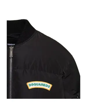 Dsquared2 Padded Bomber Jacket With Logo Embroidery - Black