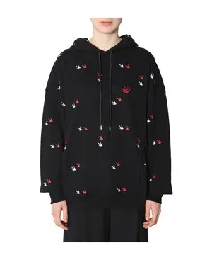 Alexander McQueen Swallow Printed Hoodie - Black