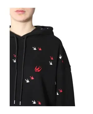 Alexander McQueen Swallow Printed Hoodie - Black