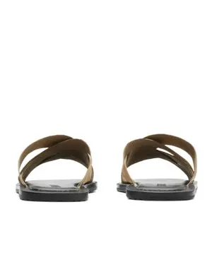 Burberry Checked Slip-on Slides - Black