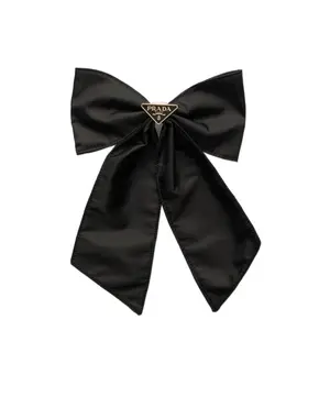 Prada Triangle Logo Bow Hair Clip - Black