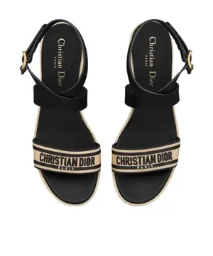 Dior Dway Heeled Sandal With Embroidered Logo - Black