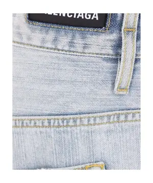 Balenciaga Light Wash Drawstring Baggy Jeans
