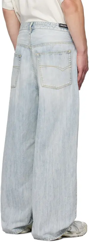Balenciaga Light Wash Drawstring Baggy Jeans