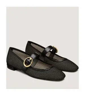STUART WEITZMAN Square-toe Ballet Flats With Adjustable Buckle