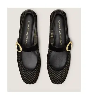 STUART WEITZMAN Square-toe Ballet Flats With Adjustable Buckle