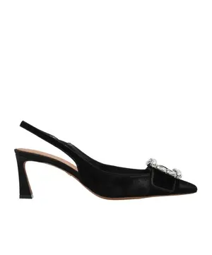 Dolce & Gabbana Embellished Velvet Slingbacks - Black
