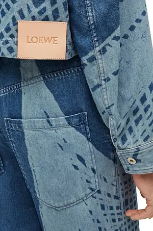Loewe Cropped Hooded Denim Jacket With Laser-printed Pattern