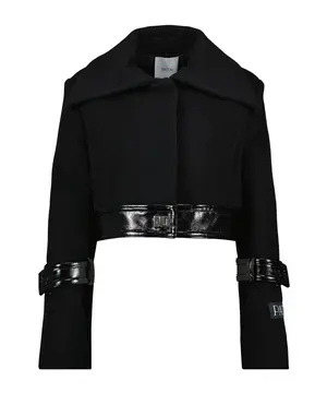 PATOU Cropped Coat With Patent Leather Belt