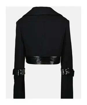 PATOU Cropped Coat With Patent Leather Belt