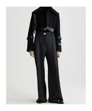PATOU Cropped Coat With Patent Leather Belt