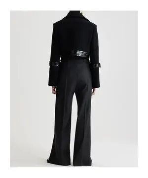 PATOU Cropped Coat With Patent Leather Belt