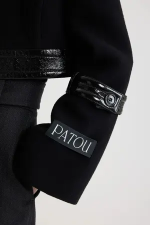 PATOU Cropped Coat With Patent Leather Belt