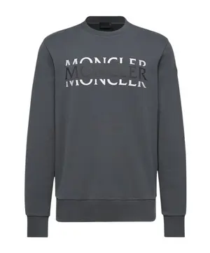 Moncler Cotton Jersey Sweatshirt With Printed Logo - Black