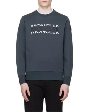 Moncler Cotton Jersey Sweatshirt With Printed Logo - Black