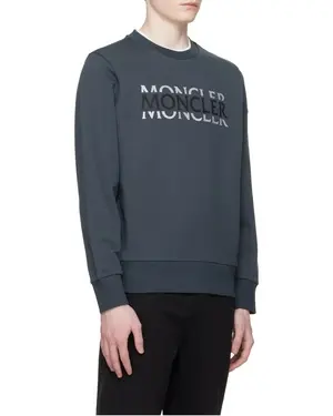 Moncler Cotton Jersey Sweatshirt With Printed Logo - Black