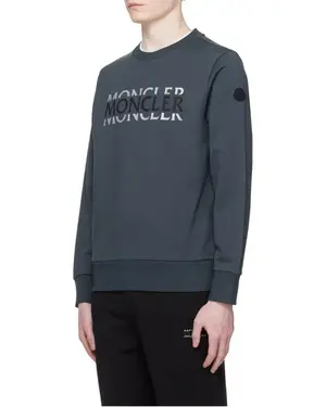 Moncler Cotton Jersey Sweatshirt With Printed Logo - Black