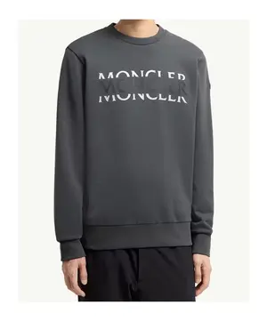Moncler Cotton Jersey Sweatshirt With Printed Logo - Black