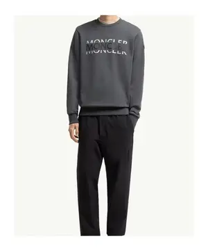 Moncler Cotton Jersey Sweatshirt With Printed Logo - Black