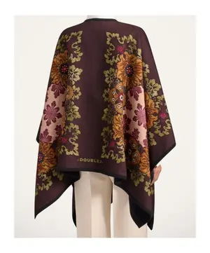 La DoubleJ Floral-patterned Wool Cape - Black