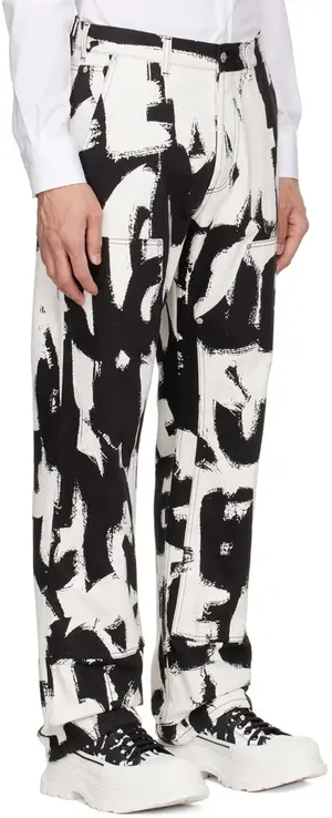 Alexander McQueen Graffiti-print Straight-leg Jeans - Black