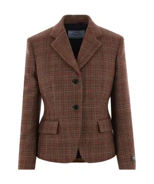Prada Checked Single Breasted Jacket
