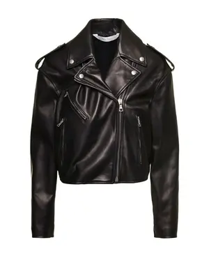 Palm Angels Zipped Cropped Leather Jacket