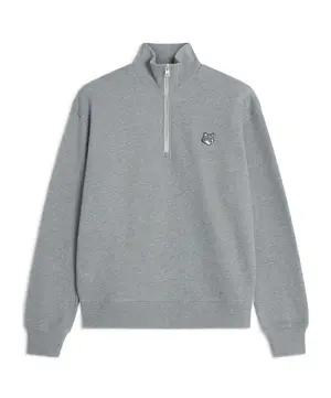 Maison Kitsuné Fox Patch Half-zip Sweatshirt - Gray