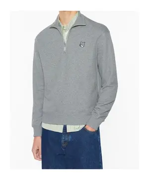 Maison Kitsuné Fox Patch Half-zip Sweatshirt - Gray