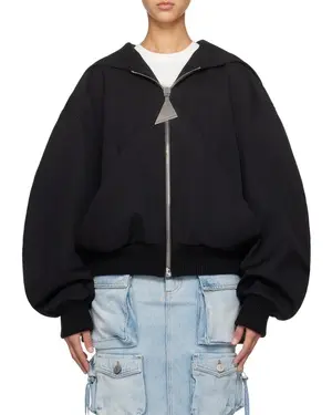 Attico Zip-up Hooded Bomber Jacket - Black