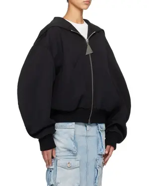 Attico Zip-up Hooded Bomber Jacket - Black