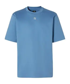 Fendi Ff Plaque Crewneck T-shirt - Light Blue