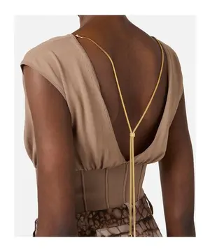 Elisabetta Franchi Knit Bodysuit With Removable Logo Necklace