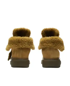 Burberry Creeper Shearling-trim Ankle Boots