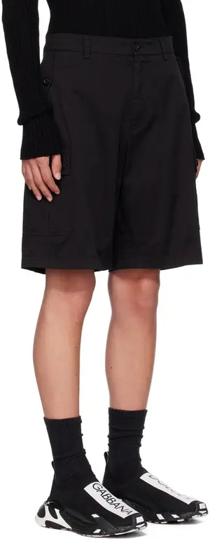 Dolce & Gabbana Stretch Cargo Shorts With Logo Plate