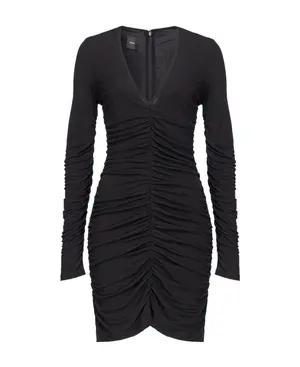 Pinko Gathered V-neck Mini Dress - Black