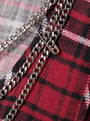 R13 Plaid Sleeveless Chain Embellished Midi Dress