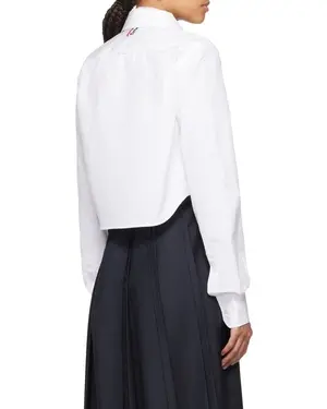 Thom Browne Button-up Cotton Shirt With Floral Intarsia