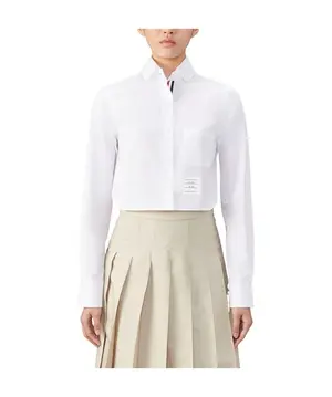 Thom Browne Button-up Cotton Shirt With Floral Intarsia