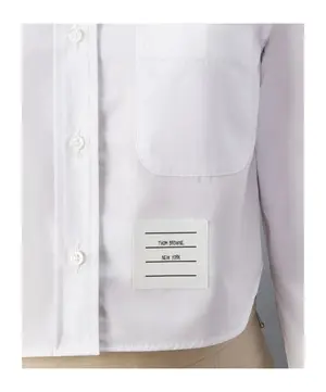 Thom Browne Button-up Cotton Shirt With Floral Intarsia