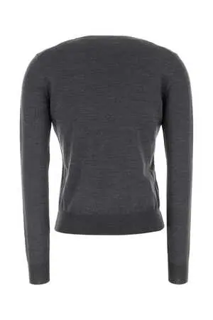 Prada Cut-out Detailed Crewneck Jumper - Grey