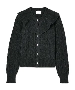 DÔEN Long-sleeved Cardigan With Ruffled Collar