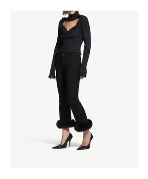 Balenciaga Heart Cut-out Ruffled Turtleneck Fine Knit Top