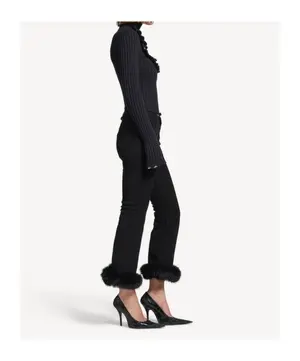 Balenciaga Heart Cut-out Ruffled Turtleneck Fine Knit Top
