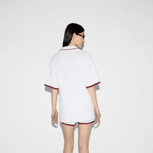 Gucci Web-stripe Trim Crochet Top With Leather Details