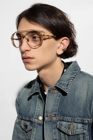Balmain Logo Flat Mirror Eyeglasses - Black
