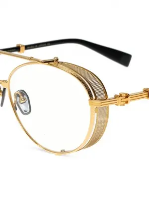 Balmain Logo Flat Mirror Eyeglasses - Black