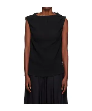 BASERANGE Sleeveless Boatneck Top With Smocked Detailing