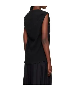 BASERANGE Sleeveless Boatneck Top With Smocked Detailing