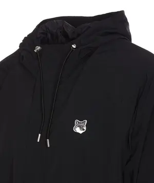 Maison Kitsuné Zip-up Windbreaker With Fox Head Patch - Black